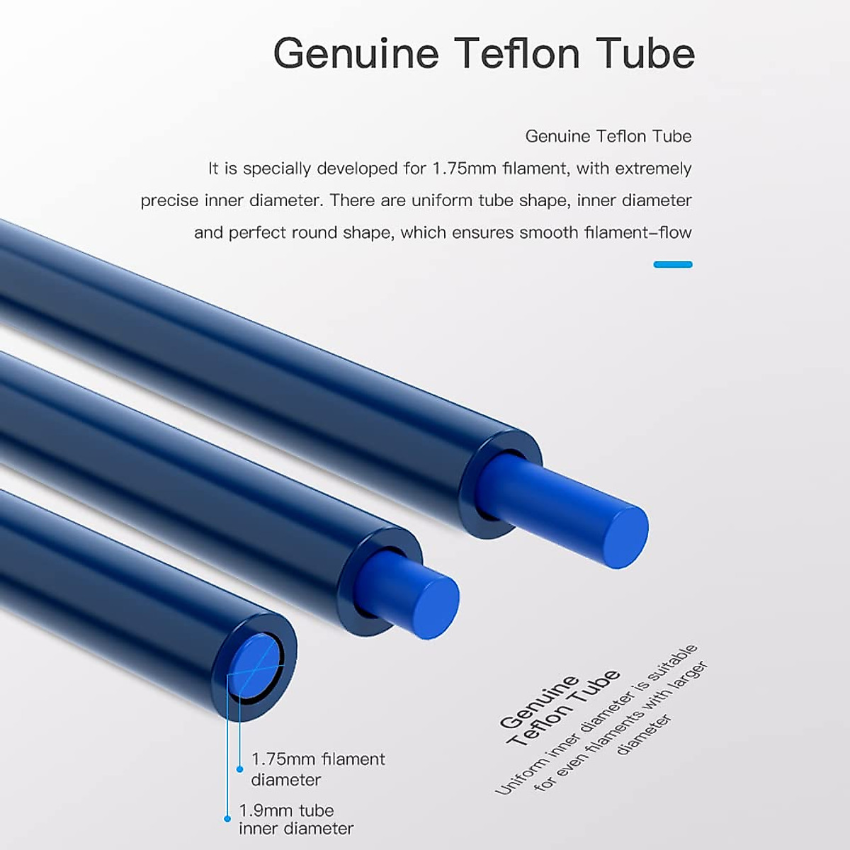 Creality Official 2 Meter Capricorn Teflon Tube PTFE Bowden Tubing 1.75mm Filament, Low Friction for Ender 3 Ender 3 Pro Ender 3 V2, Ender 5 Ender 5 Pro, CR-10, CR-6 SE All FDM 3D Printer of Creality