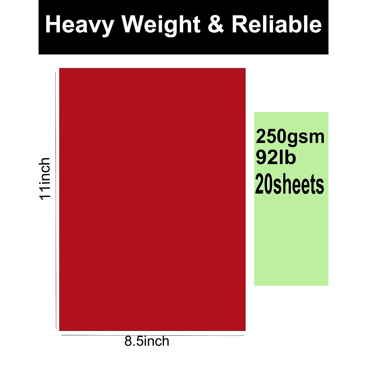 20 Sheets Red Cardstock 8.5 x 11, 250gsm Thick Red cardstock Paper for DIY Arts Christmas Cards Making, Red Craft Paper for Invitations, Stationary Printing,Scrapbook Supplies (250gsm/92lb)