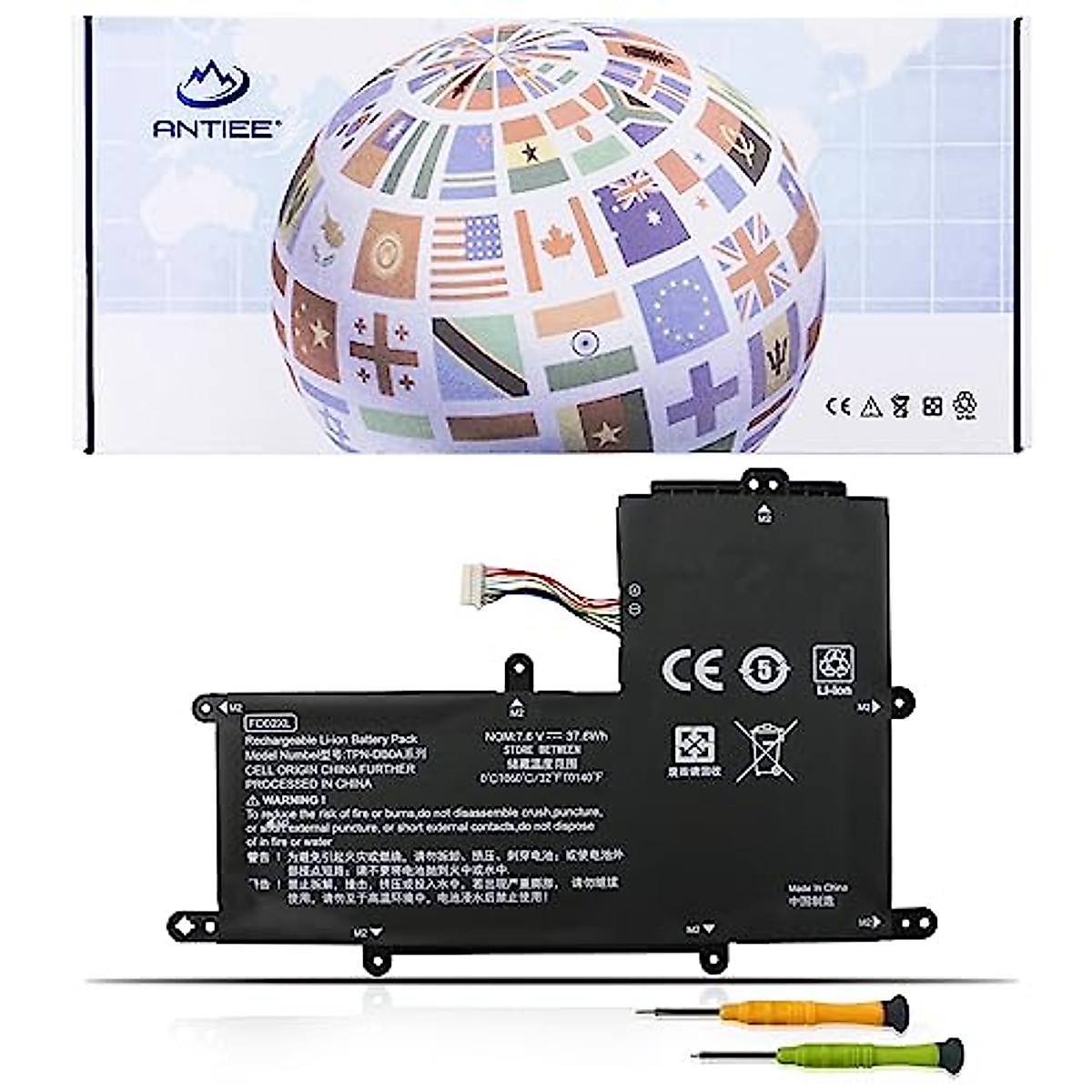 ANTIEE FO02XL L97355-005 L97353-2D1 Laptop Battery for HP Chromebook 11A 11A-NA 11A-NA0001NI 11A-NA0002NI 11A-NA0002MU 11A-NA0010NR 11A-NA0030NR 11A-NA0500SA 11A-NA0800NO 11A-NA0200ND TPN-DB0A 37.6Wh