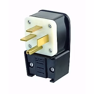 Leviton 8452-P 50 Amp, 250 Volt- 3PY, Straight Blade, Plug, Industrial Grade, Grounding, Angle, Black