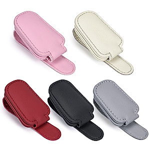 Sunglasses Holders for Car Sun Visor, 2pack Magnetic Leather Glasses Eyeglass Hanger Clip for Car, Visor Sunglasses Holder Clip Car Accessories for Truck