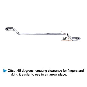 uxcell 45-Degree Offset Box End Wrench Set, 5.5-14mm Metric CR-V Steel with Rolling Pouch, 4-Piece