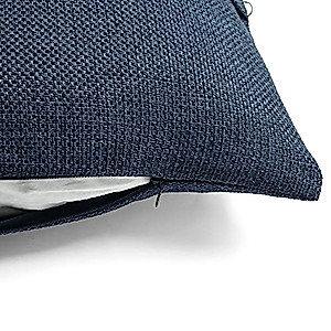 Lush Decor Clayton Woven Button Decorative Pillow Cover, 13" x 20", Navy