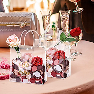 Queekay 8 Pcs Clear Gift Bags with Handle I Do Crew Bachelorette Bags Bridesmaid Gift Bags with Tissue Paper Transparent PVC Reusable Plastic Gift Bags Bulk for Wedding Day Bridal Party Shower Gifts