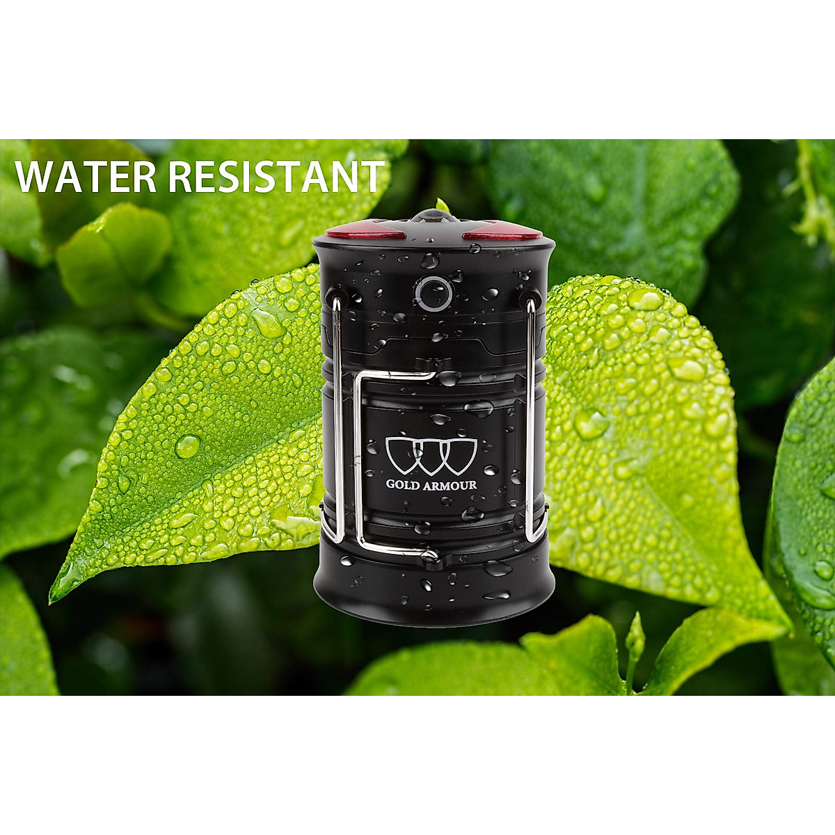 Gold Armour Camping Lantern - LED Lantern with 4 Mode, Rechargeable Lights with Magnetic Base for Emergency Hurricane Camping Essentials Gear Accessories (Set of 4)