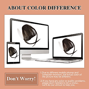 HANYUDIE Clip in Bangs 100% Real Human Hair Bangs Dark Brown Bangs Hair Clip with Temple Clip on Bangs Hair Extensions for Women (Dark Brown)