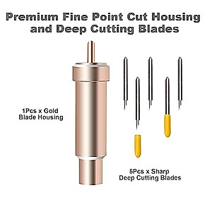 Premium Deep Cut Housing and Blades, karmiero Fine Point Cut Housing + 5Pcs Deep Point Blades, Cutting Thick Materials for Cricut Maker and Explore Air Machines, Suitable for Personalized Crafts.