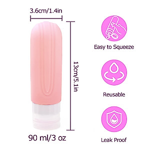 Xerhnan Leakproof Silicone Travel Bottles Carry On Refillable Portable Liquid Containers for Shampoo, Conditioner, Lotion, Toiletries (4PCS,Rose,Purple,Blue,Pink)