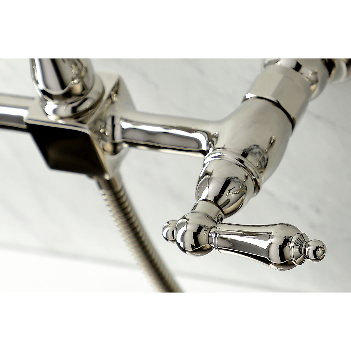 Kingston Brass KS1266ALBS Heritage Bridge Kitchen Faucet, Polished Nickel