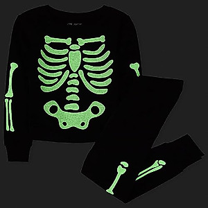 The Children's Place,Unisex Baby and Toddler Matching Family Glow Skeleton Snug Fit Cotton One Piece Pajamas,Black,5T