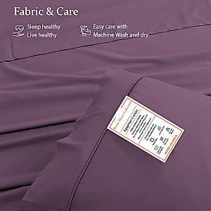 Banke Bihari Collection 1000 TC Pure Egyptian Cotton Plum Duvet Cover Oversized King 116x98 Inch + 2 Pillowcases Zipper Clouser & Corner Ties Quilt case Hotel Quality Soft Feel Comfortable (Pinch)