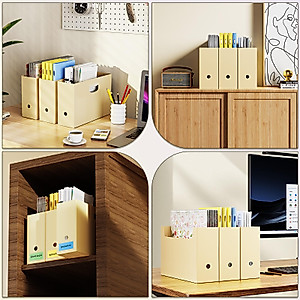 12x12 Scrapbook Paper Storage Organizer, 6 Pack Foldable Paper Storage Holder with Sticky Index Tabs, Scrapbook Organizer for Craft Paper, Files, Vinyl Sheets, Cardstock, Magazines, Documents, Yellow