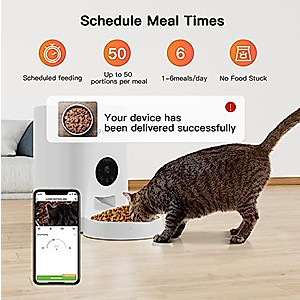 DLT-DELOTA Floodlight Outdoor Home Automatic Cat Feeder with Camera,4L Automatic Cat Feeders with 4MP Camera, 10s Voice Recorder, 2.4G WiFi Cat Feeder Automatic with Smart APP Control and Timer