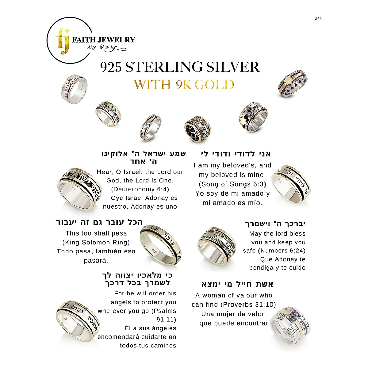 Faith Jewelry Sor600 Silver Combined Gold Rings