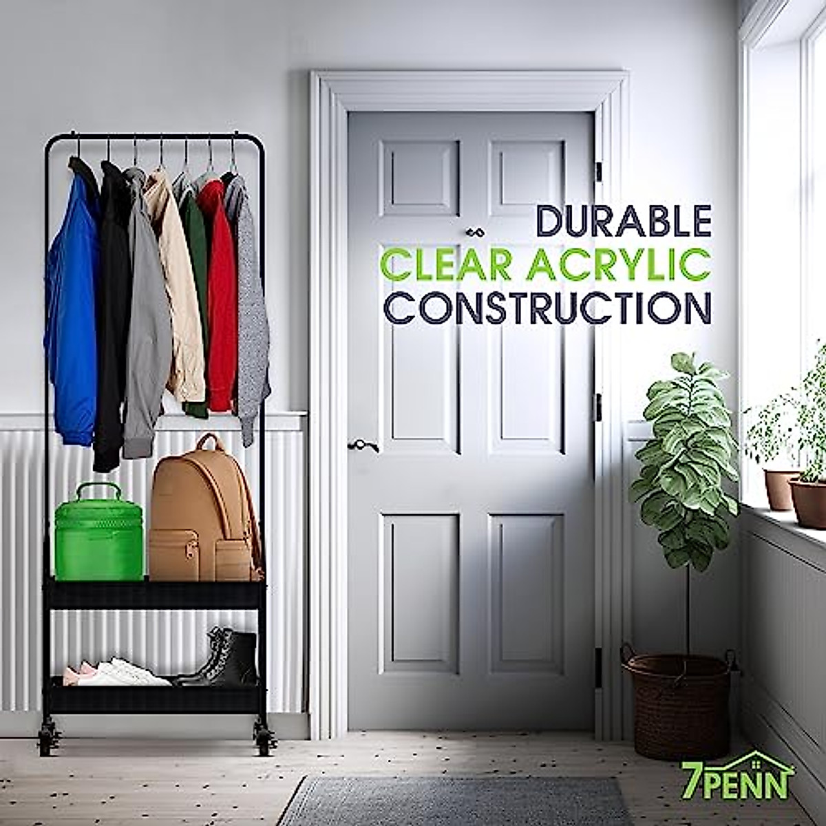 7Penn Foldable Clothes Drying Rack - 3 Tier Standing Large Collapsible Laundry Drying Rack Clothing Hanger on Wheels