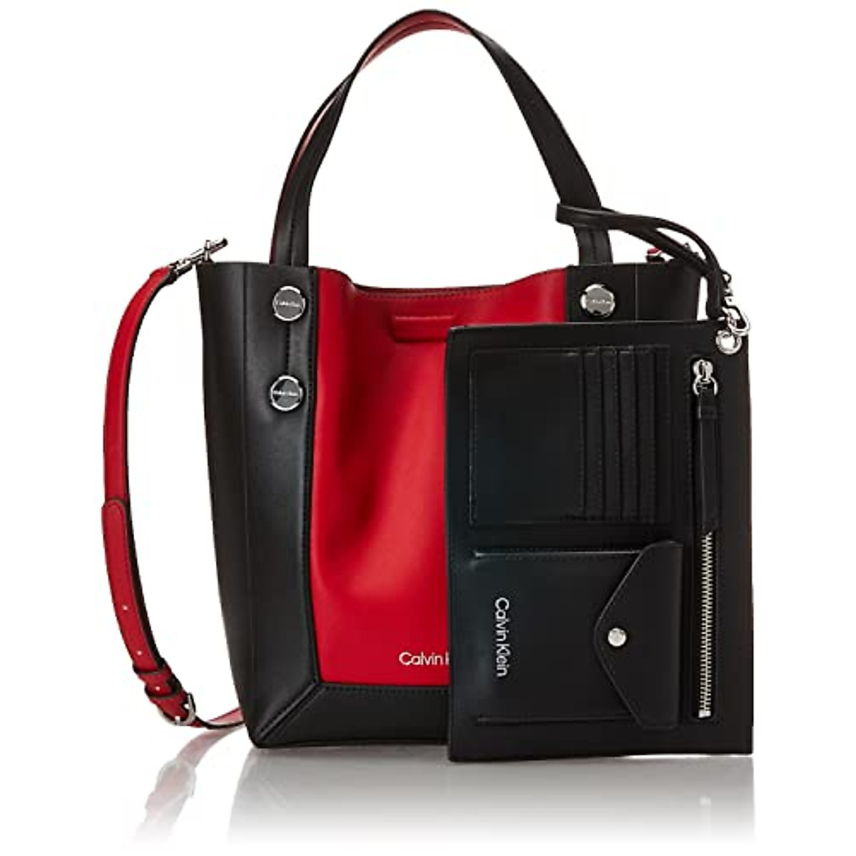 Calvin Klein Quinn North/South Mini Tote Crossbody, Poppy/Black