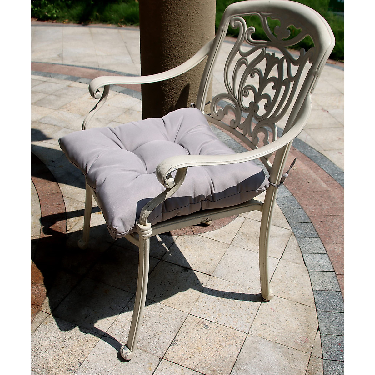 Leeymoo Square Outdoor/Indoor Seat Cushion 20x20, 2 Pack Tufted Patio Furniture Chair Pads with Thick Form Filled