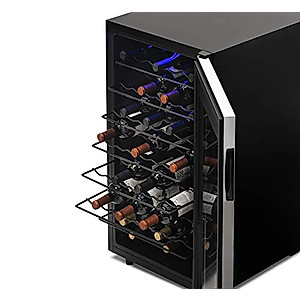 NewAir 20” Wine Refrigerator – 50 Bottle Wine Cooler, Single Zone Freestanding Wine Fridge in Stainless Steel, Wine Chiller with Adjustable Racks and Exterior Digital Thermostat for Kitchen and Bar