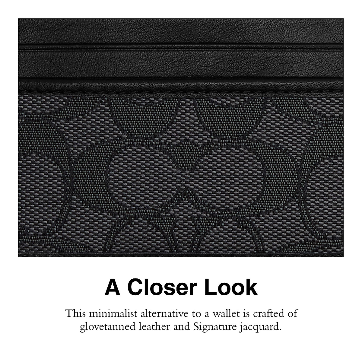 Coach Womens Refined Card Case in Signature Jacquard, Charcoal/Black