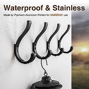 jockcaras Large Wall Hooks for Hanging Coat/Backpack - 5.4'' Huge 40LBS Heavy Duty Hanger Wall Mount Screw in, for Towel, Closet, Robe, Bag, Outdoor, Black 4 Pack