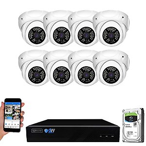GW Security 8 Channel 4K NVR 5MP H.265 IP Surveillance Security Camera System with 8-Piece Super HD 1920P Weatherproof Video & Audio PoE Security Dome Cameras, AI Human Detection