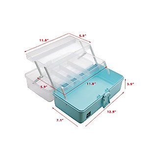 3 Layers Plastic Portable Storage Box, Multipurpose Organizer and Storage Case for Art Craft and Cosmetic, Portable Handled Storage Box for Home, School, Office, First Aids (Pink)