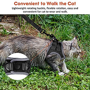 FAYOGOO Cat Harness and Leash for Walking Escape Proof, Adjustable Cat Leash and Harness Set, Lifetime Replacement, Lightweight Kitten Harness, Easy Control Breathable Cat Vest with Reflective Strip