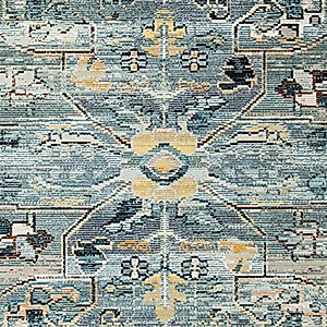 SAFAVIEH Crystal Collection 8' x 10' Teal / Purple CRS503D Boho Chic Oriental Medallion Distressed Non-Shedding Living Room Bedroom Dining Home Office Area Rug