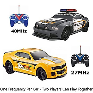 RC Remote Control Police Chase Fun | Pack of 2 Upgraded Version Radio Control Racing Car & Police Car | Easy to Operate, One Frequency Per Car - Two Players Can Play Together