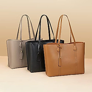 LAORENTOU Tote Handbags for Women Cow Leather Top-handle Purse Lady Pocketbooks Shoulder Bags Work Tote Bags Clearance