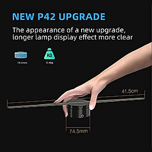 DNIER Upgrade 3D Holographic Led Fan, Hologram Fan, 16.3inch, 640P Hi-Resolution and WiFi Added - LED Light 3D Holographic Projector Fan for Business Store Bar