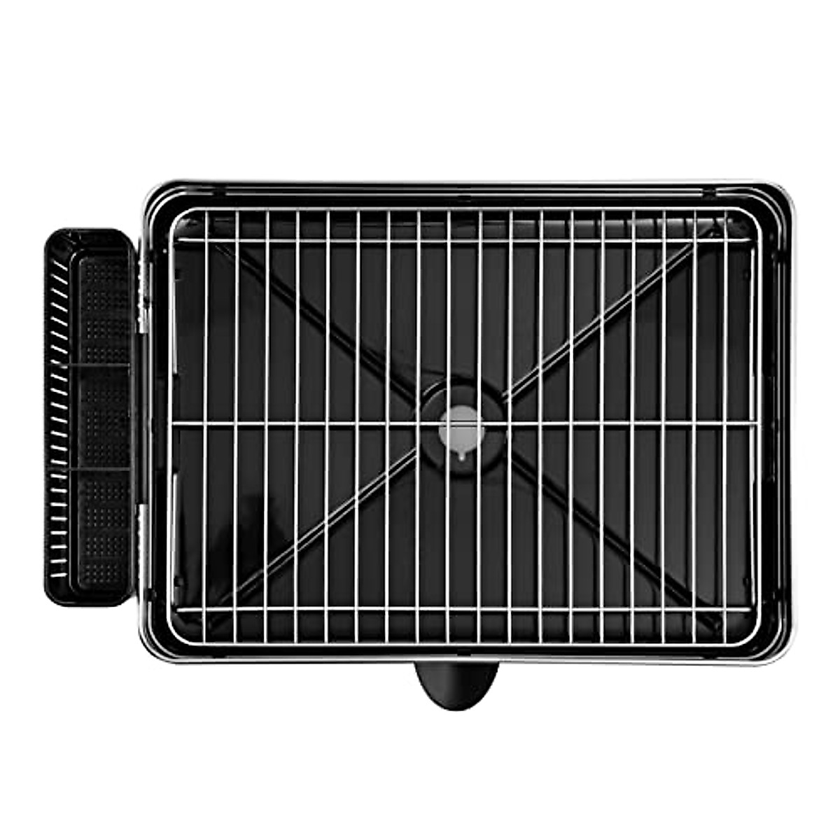 happimess DSH1004A Simple 20.75' Fingerprint-Proof Stainless Steel 2-Tier Dish Drying Rack, Dish Rack with Swivel Spout Tray, Utensil Holder, Stainless Steel/Black, Silver/Black