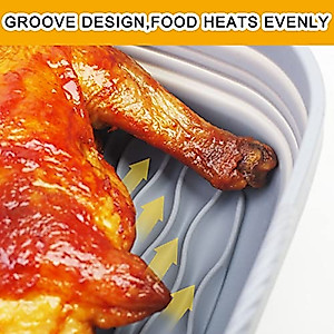 2Pack Upgraded 8 Inch Foldable Air Fryer Silicone Liners Square, Reusable Air Fryer Basket Liner, Thick Food Grade Silicone Pot, Airfryer Inserts Accessories for 4 to 7 qt Air Fryers, Grey, ZUOFANG