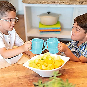 TalkTools Recessed Plastic Lid Cup with Handles | Break Resistant | Self-feeding - BPA Free - 2 Lids - Light Blue