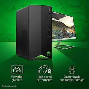 HP Pavilion Gaming Desktop Computer, 9th Generation Intel Core i5-9400F Processor, NVIDIA GeForce GTX 1650 4 GB, 8 GB RAM, 256 GB SSD, Windows 10 Home (TG01-0020, Black)