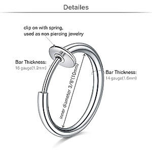 Briana Williams Ring Hoop Fake Nose Rings for Women Double Fake Nose Ring Faux Non-Pierced Clip On Nose Lip Ear Hoop Rings Non Piercing Body Jewelry