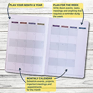 12 Months Undated Planner Daily Weekly And Monthly Hourly Scheduling to Hit Your Goals,8.3 x 5.8" Faux Leather Hardcover, Start Any Time (orange)