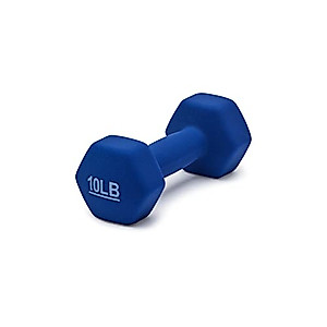 Amazon Basics Neoprene Coated Hexagon Workout Dumbbell Hand Weight, 10 pound, Set of 2, Navy Blue