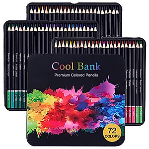 COOL BANK 72 Professional Colored Pencils, Artist Pencils Set with 2 x 50 Page Drawing Pad(A4), Premium Artist Soft Series Lead with Vibrant Colors for Sketching, Shading & Coloring in Tin Box