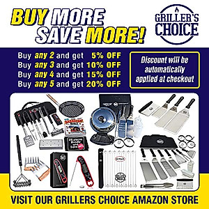 Grillers Choice Griddle Accessories, Flat Top Grill Accessories.Commercial Quality Cast Iron Grill Press and Melting Dome. Griddle Grill Dome for Cooking and Griddle Cheese Press.