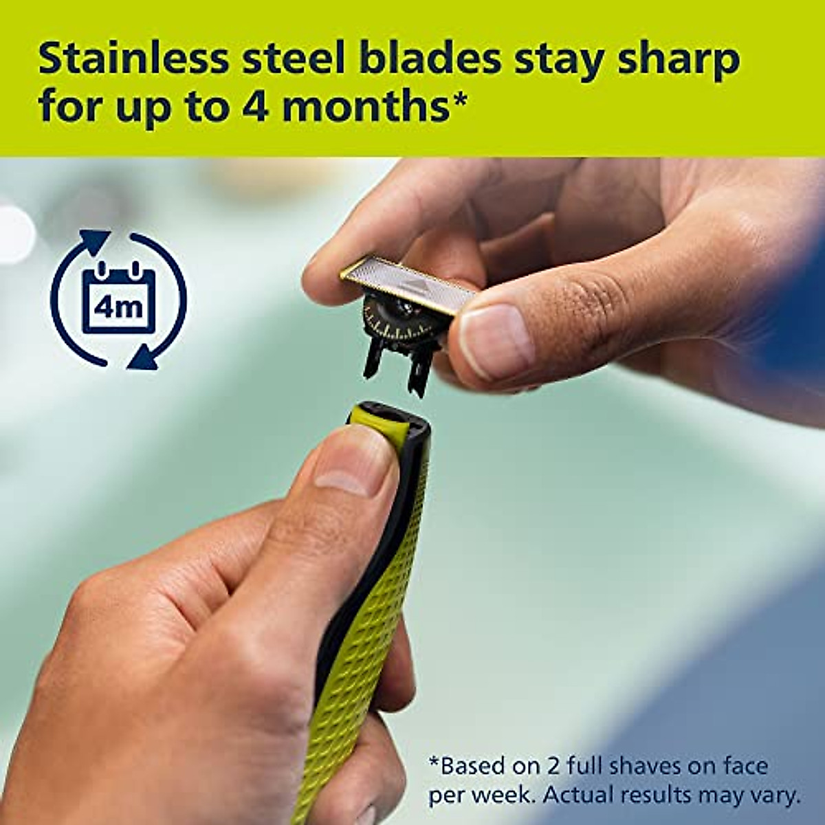 Philips Norelco OneBlade 360 Replacement Blades, for OneBlade Electric Shaver and Trimmer, Durable Stainless Steel, Trim, Edge and Shave, 2 pack, Model QP420/80