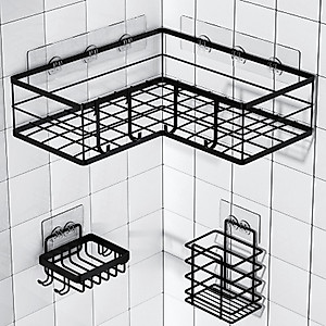 oyenbboi 5 Pack Shower Caddy Adhesive Replacement, Adhesive Shower Hooks, Strong Adhesive Wall Hooks, Waterproof Adhesive Hooks for Shower Rack, No Drilling