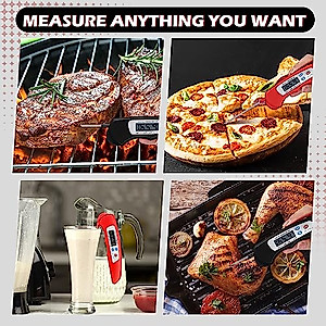 Xuhal 12 Pcs Digital Meat Thermometer Foldable Waterproof Kitchen Cooking Food Thermometer BBQ Candy Thermometer with Magnet Digital Food Probe for Cooking Kitchen Beef Accessories Kitchen Gadgets