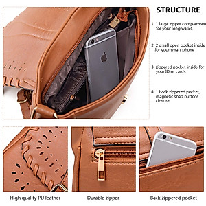 forestfish Ladies' Vintage Hollow Crossbody Bag Shoulder Bag Purse with Adjustable Shoulder Strape, Brown