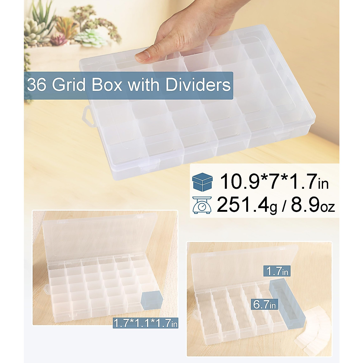Cqhxvw Bead Organizer Box Tackle Box Organizers and Storage Beads Storage Containers Jewelry Making Organizer Sewing Box Plastic Compartment Organizer Box with Dividers 36 Grid Box