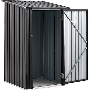 3 x 3 Ft Outdoor Storage Cabinet Waterproof, Sheds & Outdoor Storage Metal Shed with Single Lockable Door Small Shed Outdoor Storage for Patio, Backyard, Lawn Dark Gray