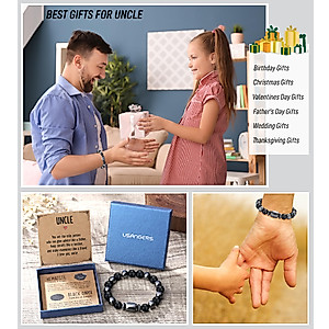 Easter Gifts for Uncle, Uncle Gifts, Uncle Bracelets for Men Fathers Day Birthday Gifts Idea Stocking Stuffers Cool Small Best Uncle Ever Gifts from Niece