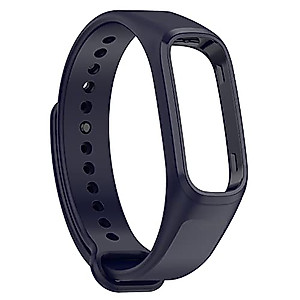 TenCloud 3 Pack Band with Case Compatible with Oppo band/OnePlus Smart Band Tracker Silicone Watch Strap with Protective Case Replacement for OnePlus Smart Band (Black+Nave Blue+Red)
