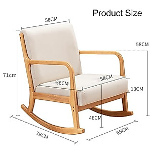 HXFAAFXH Rocking Chair Nursery,Wooden Rocking Chairs,Upholstered Glider Chair with High Backrest Armchair Chair,Modern Rocker Chairs for Living Room Bedroom Offices (Color : Green, Size : 65x78x71cm)