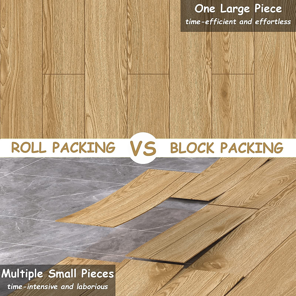 Freshtour Vinyl Flooring Roll, Wood Grain Peel and Stick Floor Tiles 23.6"x 118"/19 Sq.Ft, Wear-Resistant and Waterproof Vinyl Plank Flooring for Bedroom Living Room Kitchen RV Office, Nature Wood